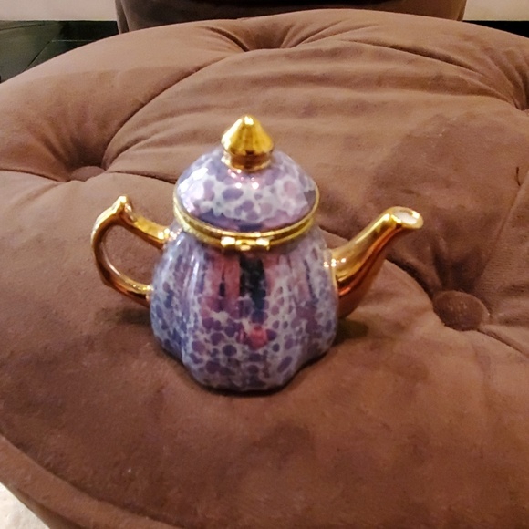 Limoges | Other | Limoges France Blue Gold Mini Teapot | Poshmark